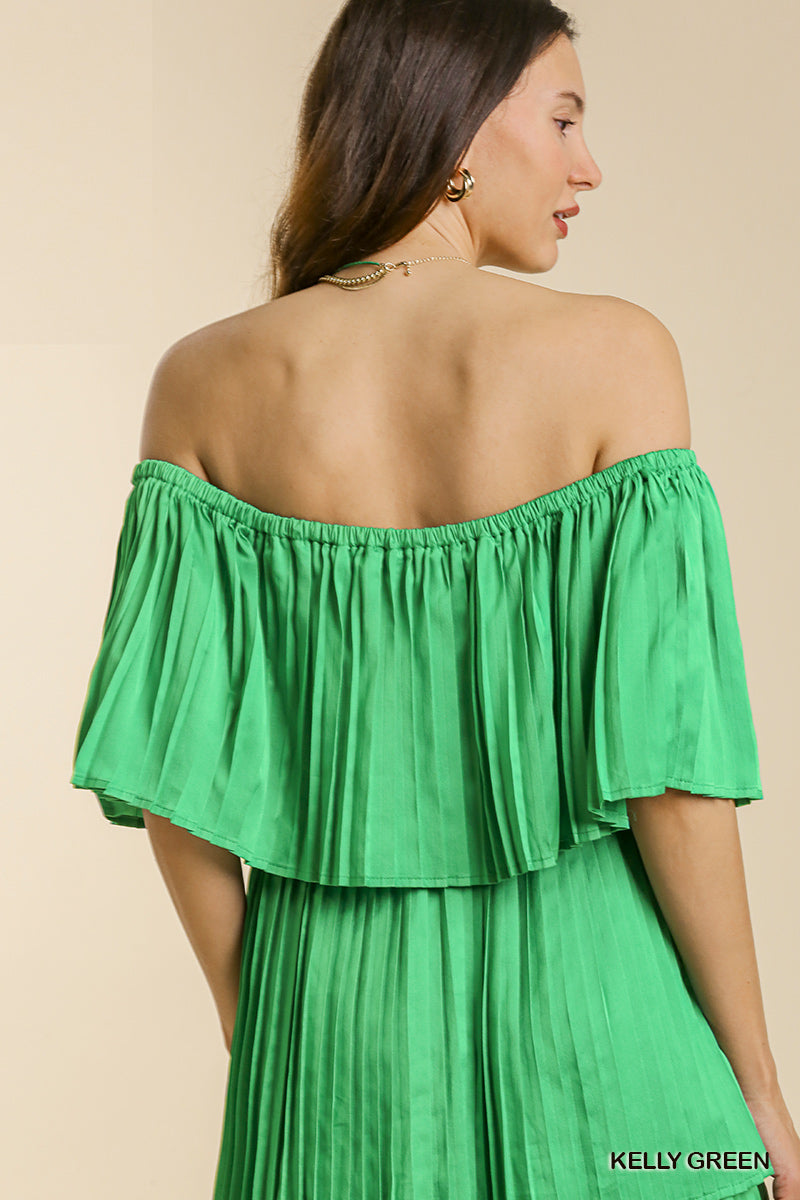 Kelly Green Pleated Dress – Claire & Schuster